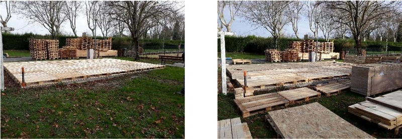 Chantier kit palettes - photos du montage d'une habitation de 42m2